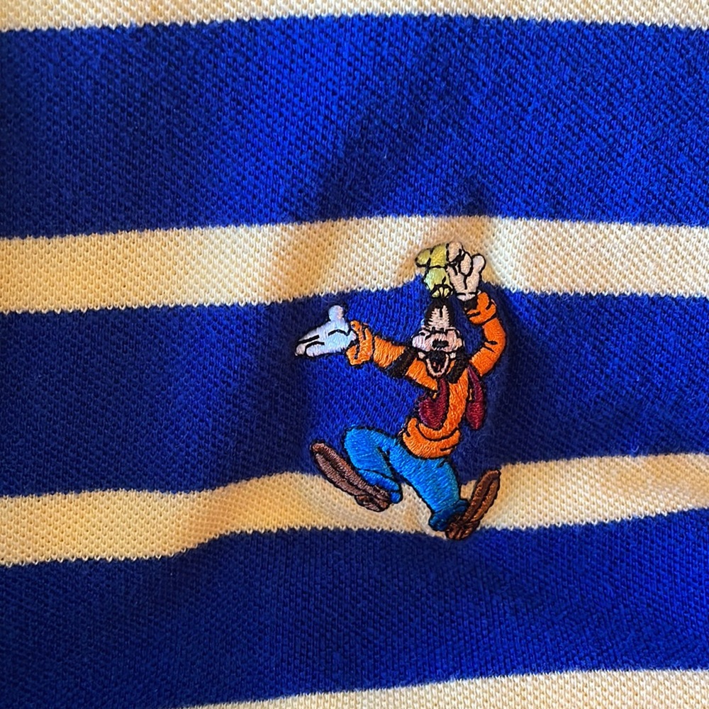 Vintage Goofy The Disney Store Polo Blue Yellow Strip… - Gem